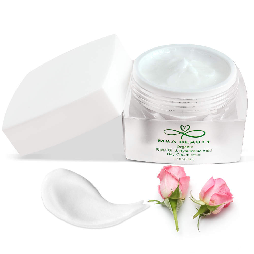 3 in 1 M&A BEAUTY Rose Oil Organic Day Cream With hyaluronic acid and ...